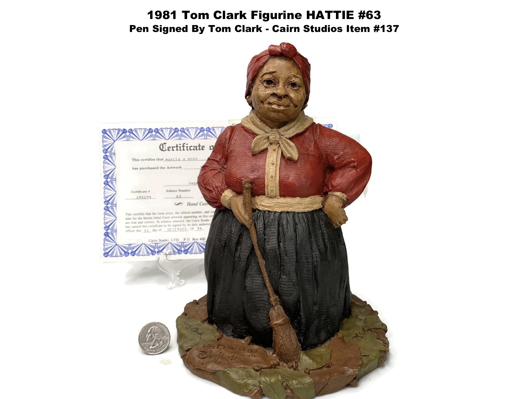 Tom Clark Figurine HATTIE #63 Pen Signed Cairn Studio Item #137 - Gnome ...